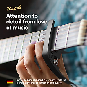 HAVENDI® Capo for Guitar + 3 Picks | Easy to use | Capo for Guitar - Acoustic Guitar, Classical Guitar, Electric Guitar & Ukulele