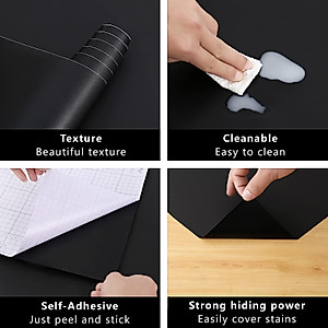 Arthome17 x240 Black Wallpaper Peel and Stick Wallpaper,Matte Black Contact Paper Self-Adhesive and Removable Vinyl Wallpaper Waterproof Contact Paper for Cabinets Countertops Wall Covering