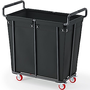 Gewudraw Large Laundry Hamper with Wheels, 360L Rolling Big Laundry Basket for Clothes Storage, Heavy Duty Extra Large Rolling Laundry Cart with Handle, Steel Frame, Waterproof Liner, 95.1 Gallons