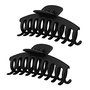 2PCS Black Hair Claw Clips, 4.3 inch Large Matte Black Hair Claws, Fashion Hair Barrettes for Women, Strong Hold Hair Accessories for Girls Thick Long Heavy Hair