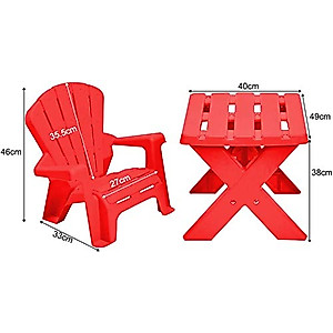 HAPPYGRILL Toddler Table Chairs Set Children Plastic Furniture Set Chair Table for Patio Garden