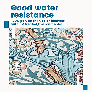 ARTPLAN Bright Floral Outdoor/Indoor Seat Cushions Set of 4,17"x16"x2" Patio ChairPad with Ties,Foam Fill,Square Round Corner Weather, Fade Resistant and Replacement,Pattern