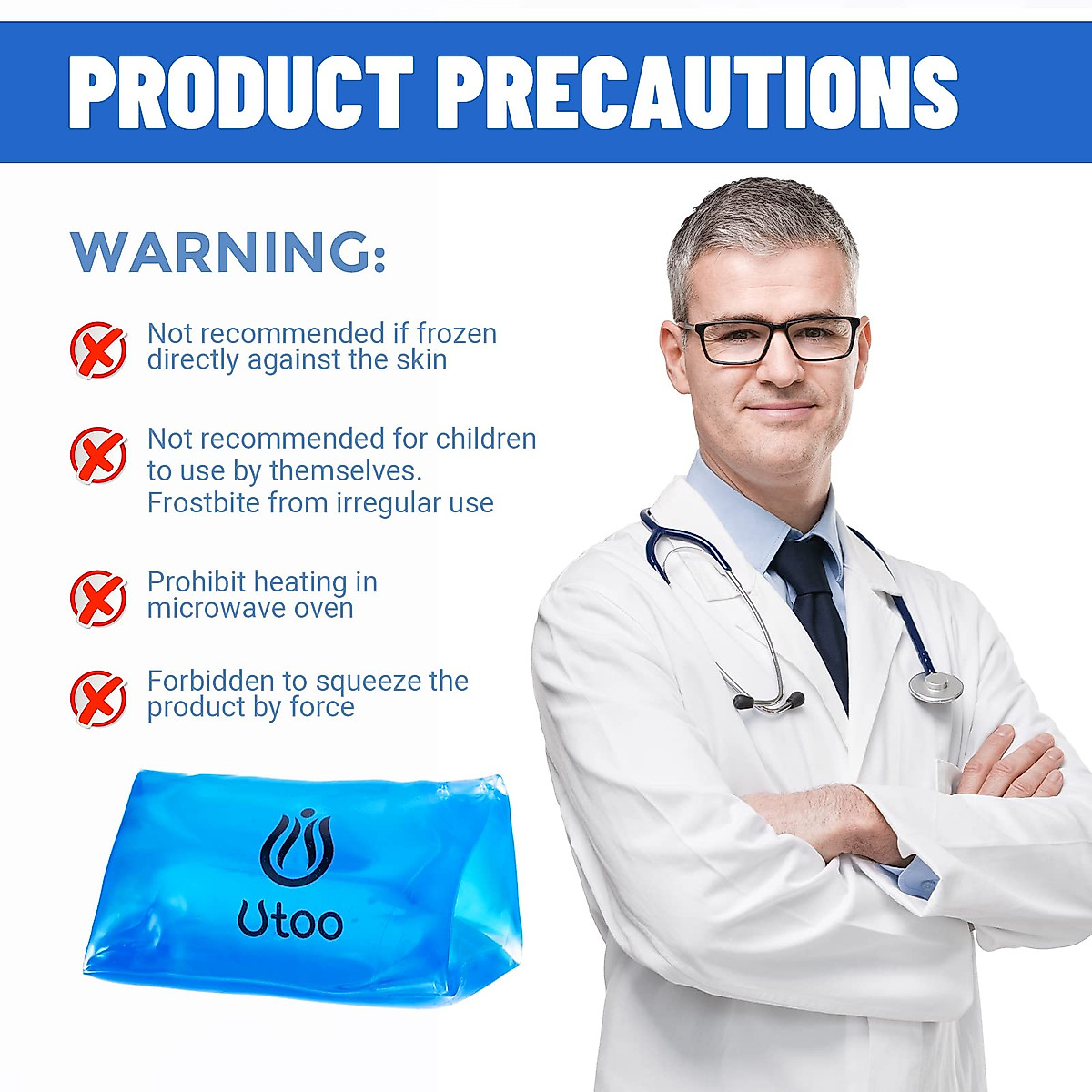 Utoo Finger and Toe Cold Gel Ice Pack,Reusable Compression Sleeve,No-Toxins and Latex Freefor Injuries, Arthritis,Tendonitis, Gout, Sprains