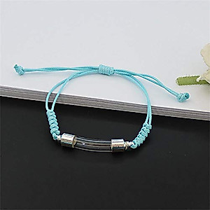 2PCS Fillable Glass Vial Bracelets Keepsake Urn Bracelts for Ashes Glass Urn Bracelets for women(Blue Bracelet)