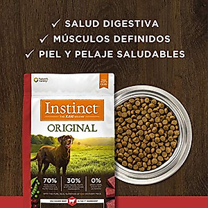 Instinct Dog Food, Grain Free Dog Food Dry, High Protein, Raw Coated Dog Food, Dog Kibble, Original Real Beef, 20 lb. Bag