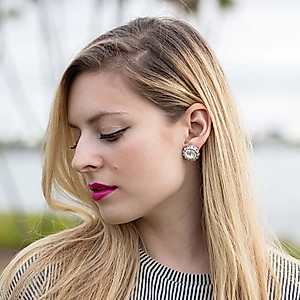 PammyJ Clear 20mm Crystal Framed Post Earrings Wedding Jewelry