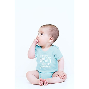 CBTwear If Mom and Dad Say No Call Grandma - Funny New Grandchild Presents - Cute Infant One-Piece Baby Bodysuit (6 Months, Light Blue)