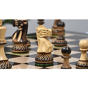 CHESSBAZAAR 3.8" King Burnt Blazed Chess Set for Adults & Kids, Wooden Chess Pieces only in Burnt Boxwood