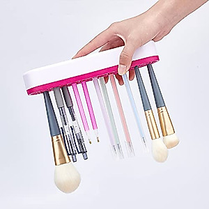 GORGECRAFT Multipurpose Sew Desktop Organizers Silicone Make Up Brush Holder Cosmetic Storage Box Craft Tool Supplies Stash and Store for Pen Pencils Brushes Tools(Hot Pink)