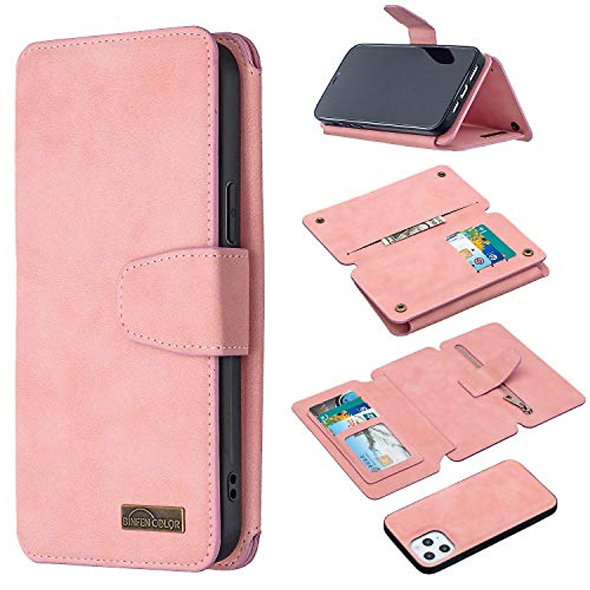 Fansipro Zipper Wallet Folio Case for SAMSUNG Galaxy A40, Premium PU Leather Slim Fit Cover for Galaxy A40, 4 Card Slots, 1 Transparent Photo Frame Slot, Anti-Scratch, Pink