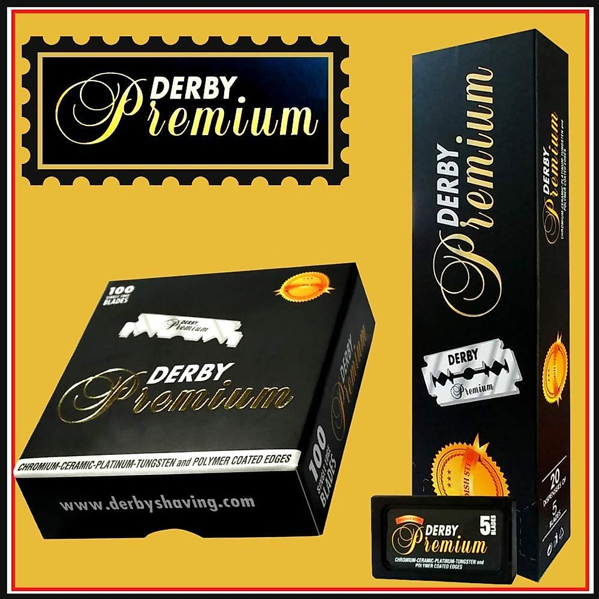 500 "Derby Premium" Single Edge Razor Blades for straight razor