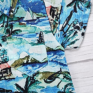 MHSH Baby Boys Hawaiian Shirts Romper Toddlers Button Down Short Sleeve Outfits Infant Kid Onesie Summer Beach Clothes(3-6M, blue)