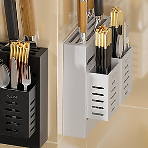 Utensil Storage Holder, Multipurpose Wall Mount Kitchen Chopstick Shelf Quick Drying Home Decor for Knife (Glossy)