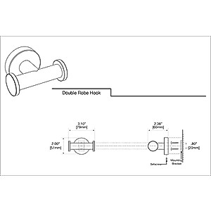 Gatco 4635A Glam Double Robe Hook, Chrome