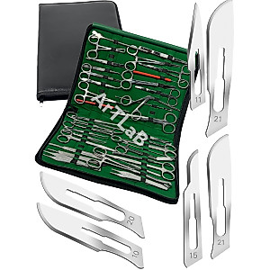 New 177 PCS Advanced Premium Instruments Kit | Scissors | Needle Holder | Hemostat Foceps | Tweezers Forceps | Scalpel Hanlde Blades | Backhaus Towel Clamp | Veterinary Instruments with Carrying Case