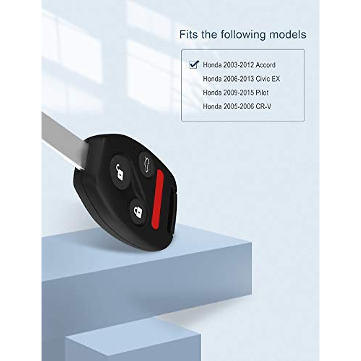 2Pcs Replacement Key Fob Shell Keyless Entry Remote fits Honda Accord 2012 2011 2010 2009 2008 2007 2006 2005 2004 2003 / Pilot/CR-V/Civic EX 2006-2013