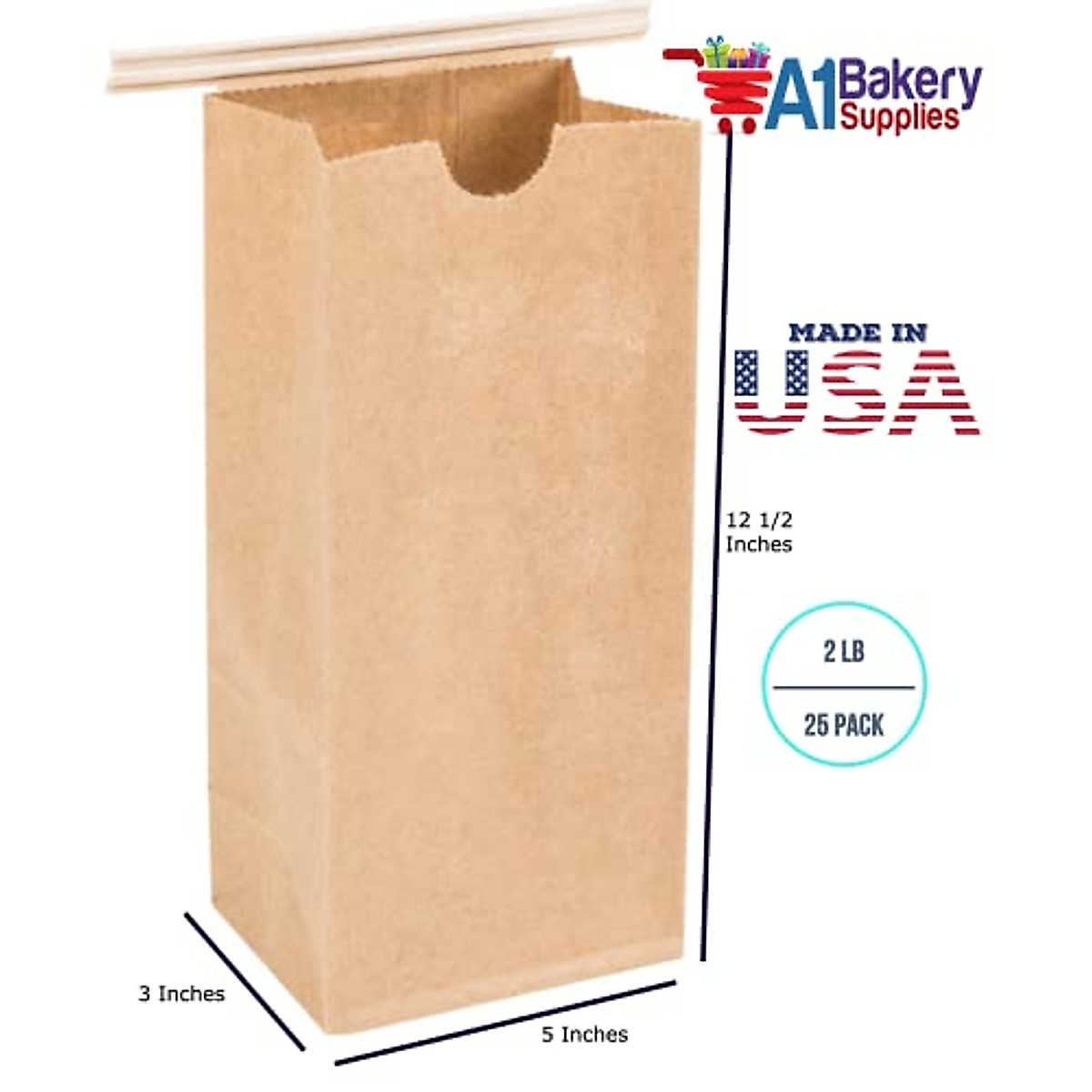 Resealable Kraft Tin Tie Poly-lined Bags Coffee Bags Reclosable Tin Tie Bags without window - 2 Lb - 25 Pack