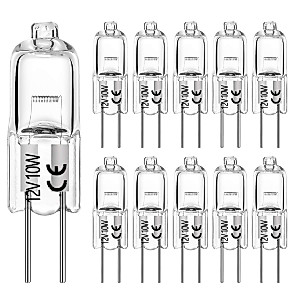 G4 Halogen Bulb T3 10 Watt 120lm G4 Bi-Pin Bulb AC/DC12 Volt for Under Cabinet Puck Light, Chandeliers, Track Lighting,10W 12V Warm White 2700K (10 Pack)