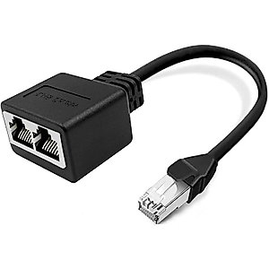RJ45 Coupler, Ethernet Coupler, 1 Male to 2 Female Network Adapter RJ45 LAN Ethernet Socket Connector Adapter Suitable Super Cat5/Cat5e/Cat6 LAN Ethernet Cable Splitter