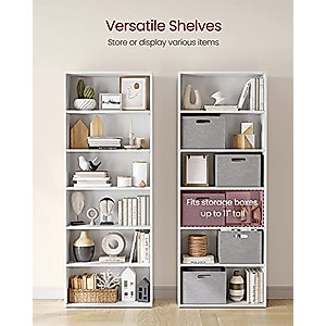 VASAGLE Bookshelf, 6-Tier Open Bookcase with Adjustable Storage Shelves, Floor Standing Unit, White ULBC166T14