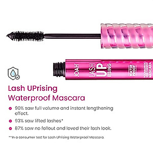JOAH Lash UPrising Mascara, Waterproof, Volumizing & Lengthening, Cruelty-Free Korean Beauty Makeup - Waterproof Blackest Black