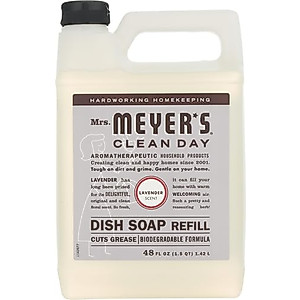 MRS. MEYER'S CLEAN DAY Liquid Dish Soap Refill, Biodegradable Formula, Lavender, 48 fl. oz