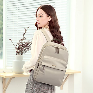 GOLF SUPAGS Laptop Backpack for Women Fits 15 Inch Notebook Casual Daypack Purse Work Travel College School Bag (Apricot)