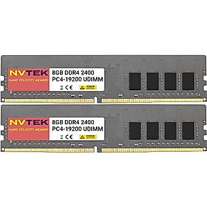 NVTEK 16GB (2X8GB) DDR4 2400MHZ PC4-19200 UDIMM 1Rx8 1.2V 288-PIN Non-ECC Unbuffered Desktop PC Computer Memory KIT