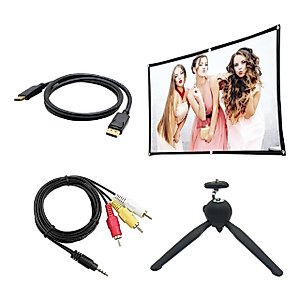 Supersonic SC-82P KIT Home Theater Projector Kit with 100” Screen, 3.97” HD Bluetooth Protable Projector, Stunning True Colors & Sharp Images, 7000 Lumens, Bluetooth Sound Bars, 1080p Support
