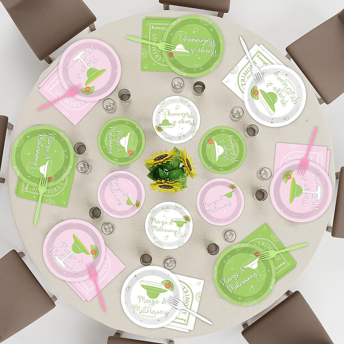 96Pcs Margarita Bachelorette Party Decorations Margs Paper Plates and Napkins Matrimony Birthday Tableware Set for Bachelorette Bridal Shower Wedding Margs Matrimony Party Supplies Decor Serve 24