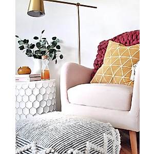 Signature Design by Ashley Polly Geometric Honeycomb Indoor Outdoor Accent Stool or Table, White