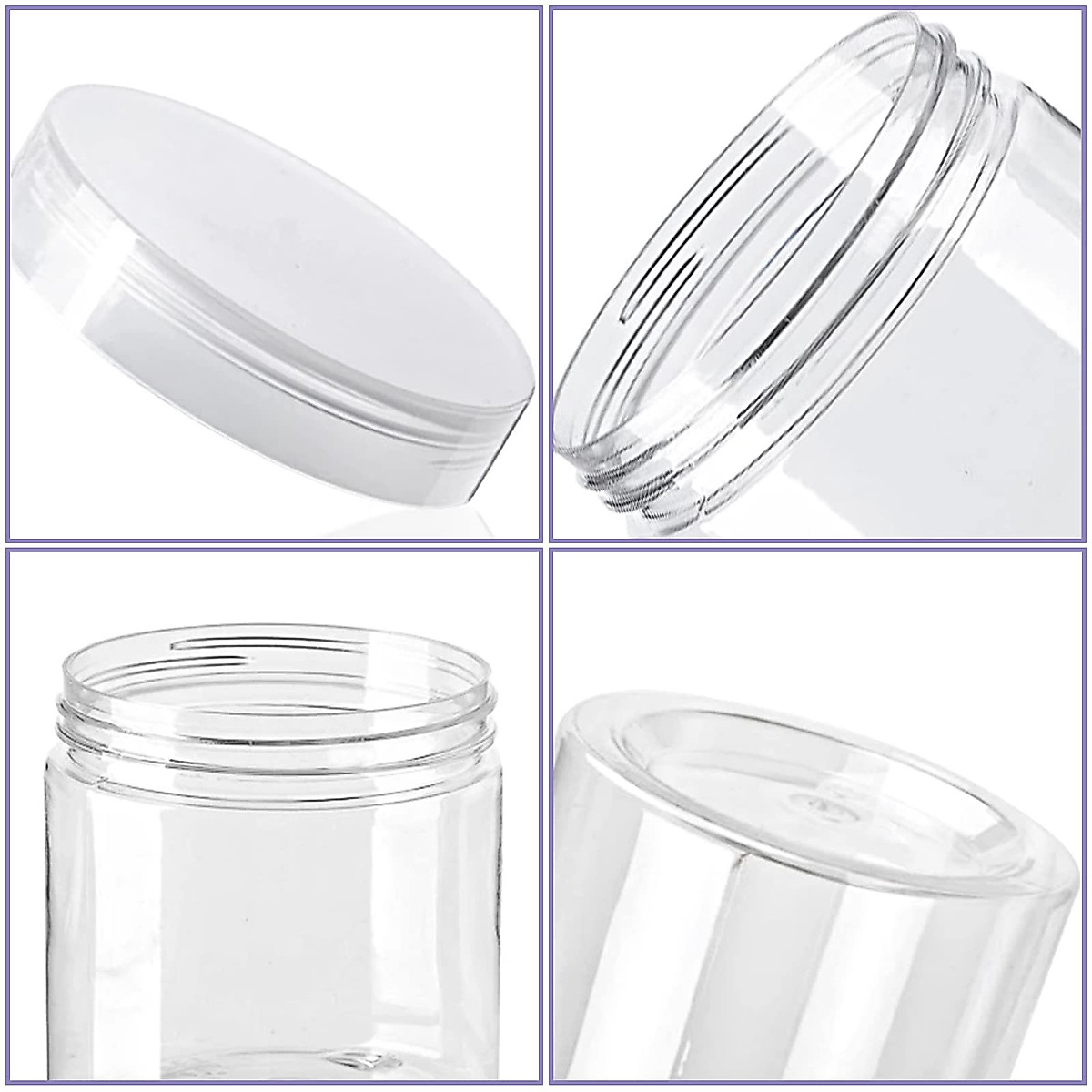 20 Pack 4oz Clear Plastic Jars with Lids,Wide-Mouth Refillable Storage Containers,Empty Round Containers for Candy,Beads,Lotion,Slime Making and Food Storage
