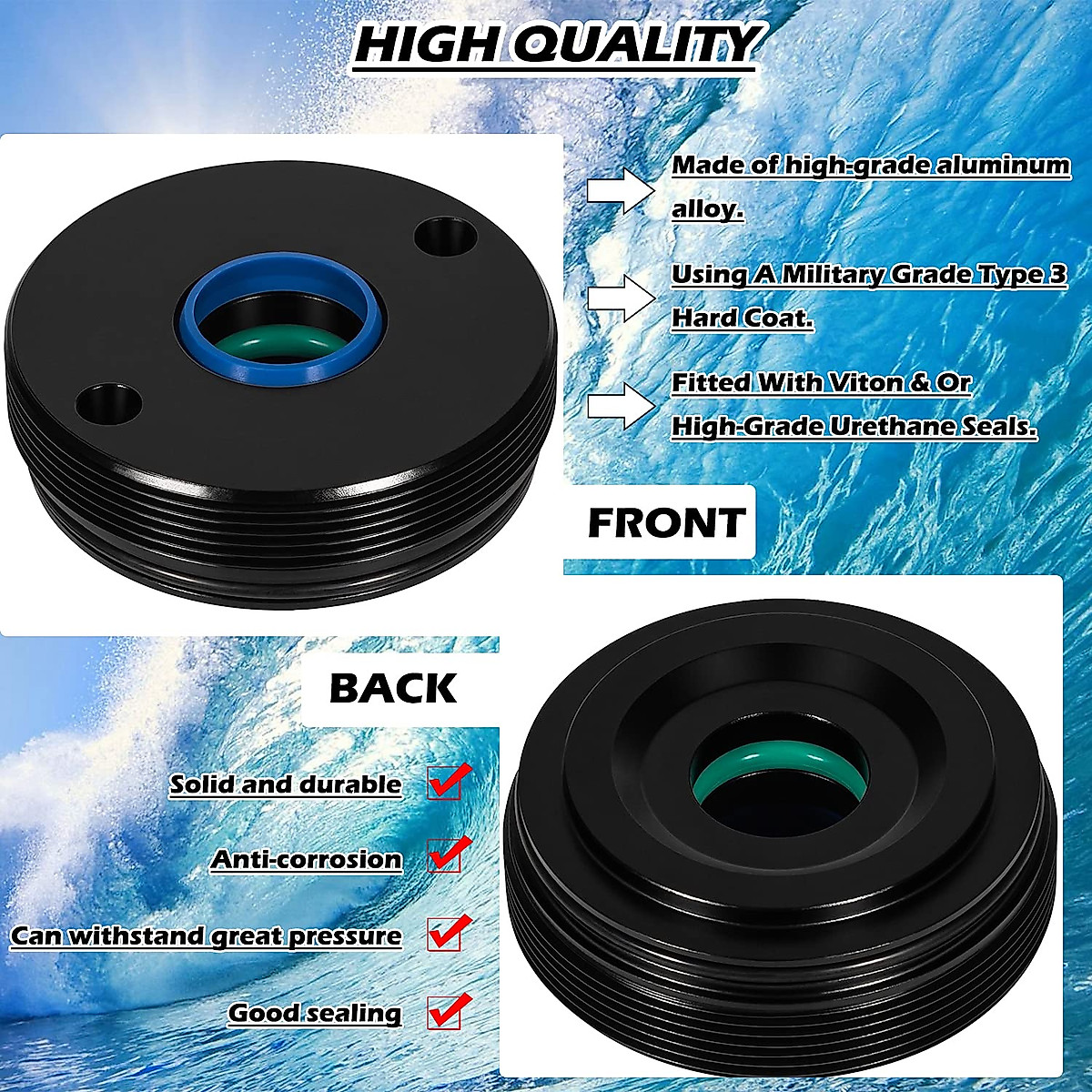 Marine Parts Power Tilt Cylinder End Caps/Glands Seals Kit Fit For Mercury V6 Units Gen 2 & 3 1991-2017 135 150 175 200 225 250 300 HP Verado Optimax EFI Carb replace 878239 FSM042