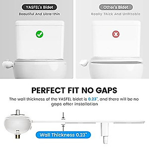 YASFEL Bidet Toilet Seat Attachment - Fresh Water Non-Electric Bidet Toilet Seat Attachment w/Self-cleaning Nozzle and Easy Water Pressure Adjustment, Bidet Toilet Seat Attachment (Blue White)