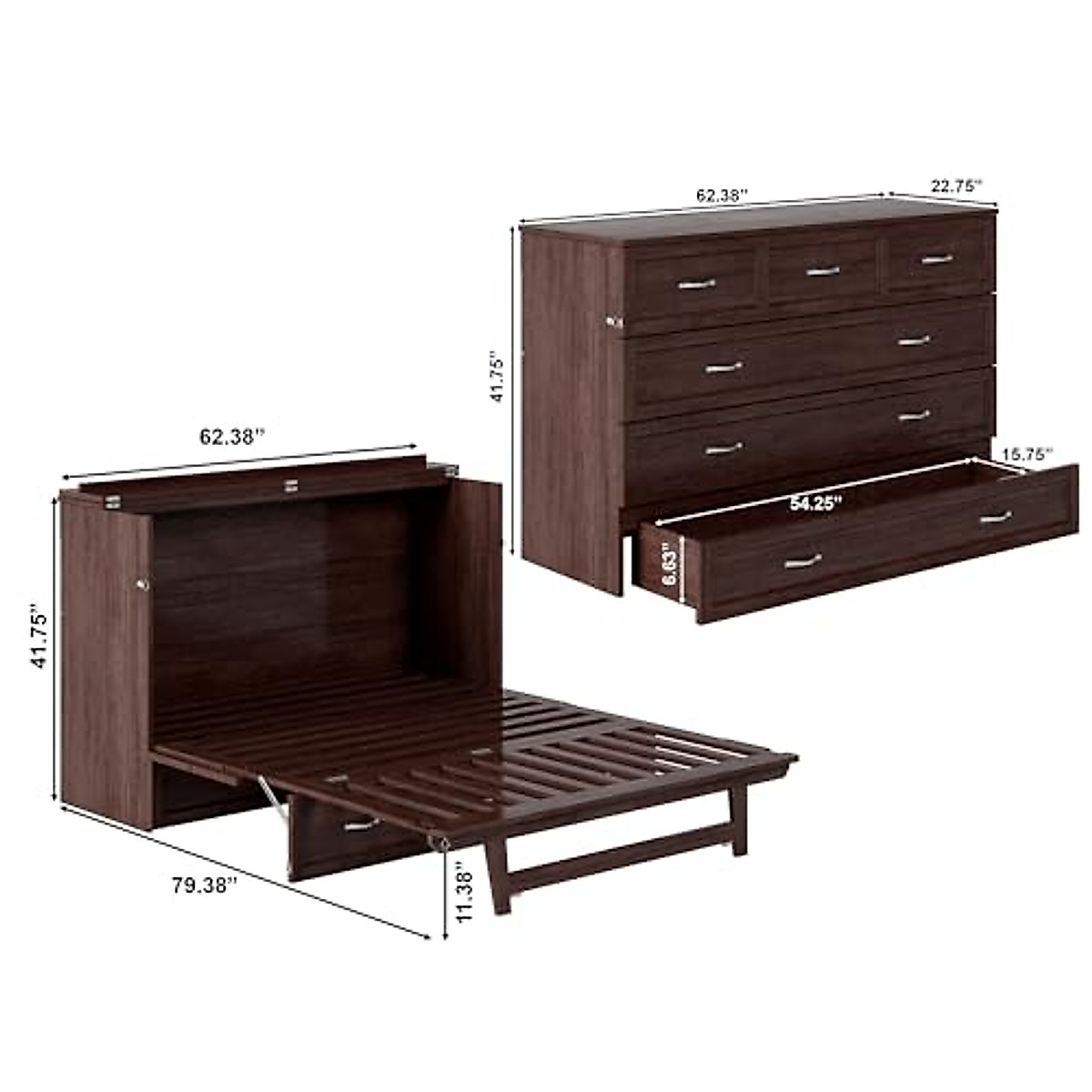 AFI Deerfield Murphy Bed Chest with Charging Station, Queen, Burnt Amber