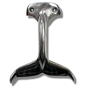 Needzo Nautical Whale Tail Hook, Heavy Aluminum Cast Wall Hooks Decorative Coastal Home Decor, 8 inches