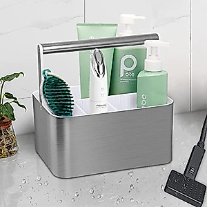 BYUNER Portable Shower Caddy Basket Bin with Handle and Adjustable dividers for College Dorm, Large Plastic Bathroom Storage Organizer Tote