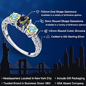 Gem Stone King 925 Sterling Silver Blue Mystic Topaz and Mercury Mist Mystic Topaz Ring For Women (0.92 Cttw, Gemstone Birthstone, Available In Size 5, 6, 7, 8, 9)