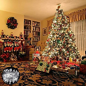 EXF Super Long Outdoor Solar Christmas Lights, 8 Modes 98FT 300 LED Solar String Lights with Clear Wire, Solar Fairy String Lights for Xmas Party Garden Fence Tree Balcony (Cool White)