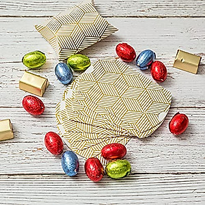 Samanter 50Pack Paper Gift Pillow Boxes Candy Chocolate Gift Packing Wrap Pouch Pie Bags for Wedding Party Christmas Gold