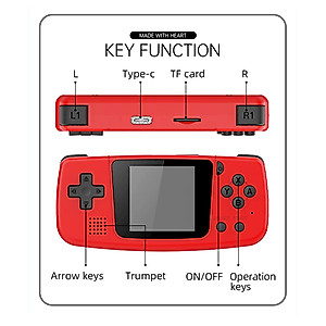 HKYRD Powkiddy Q36 Mini Handheld Game Console Retro Open Source System 32G/2000 Games (Red)