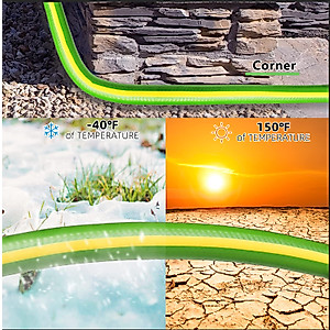 150 ft Garden Hose–Flexible,Lightweight Water Hoses with Spray Nozzle–Kink-less Rubber Car Washing Pipe Hose for All-Weather Outdoor,Lawn,Burst 600 psi,Male to Female 3/4'' Solid Brass Fittings