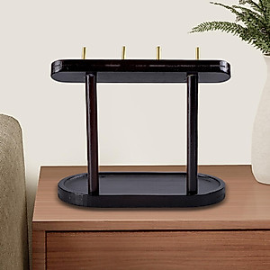 Wood Key Holder for Entryway Table, Storage Key Bowl Stand with 4 Hooks, Modern Living Room Desktop Shelf, Perfume Tray, Jewelry Key Necklace Organizer Rack, Creative Decorative Hanging Key Stand