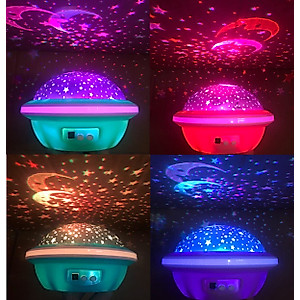 Star Moon Bedroom Night Light, Baby Night Lights Projector, Colorful Gradient, Unique Gifts for Birthday Nursery Women Children Kids Baby (Pink)