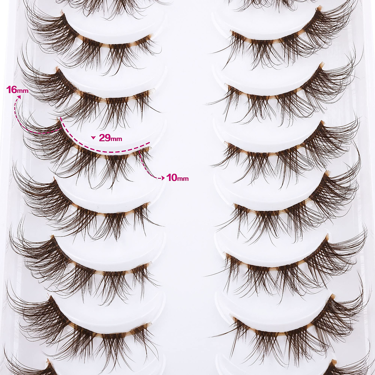 Brown Lashes Anime Eyelashes Natural Look Wispy Fake Eyelashes Manga Clear Band Cluster Eye Lashes Individual DIY False Eyelashes Pestañas Postizas 10 Pairs ALICROWN