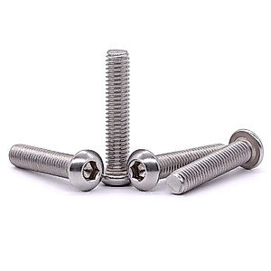 1/4-20 x 2-1/2" Button Head Socket Cap Bolts Screws, 304 Stainless Steel 18-8, Allen Hex Drive, Bright Finish, Fully Machine Thread, Pack of 20
