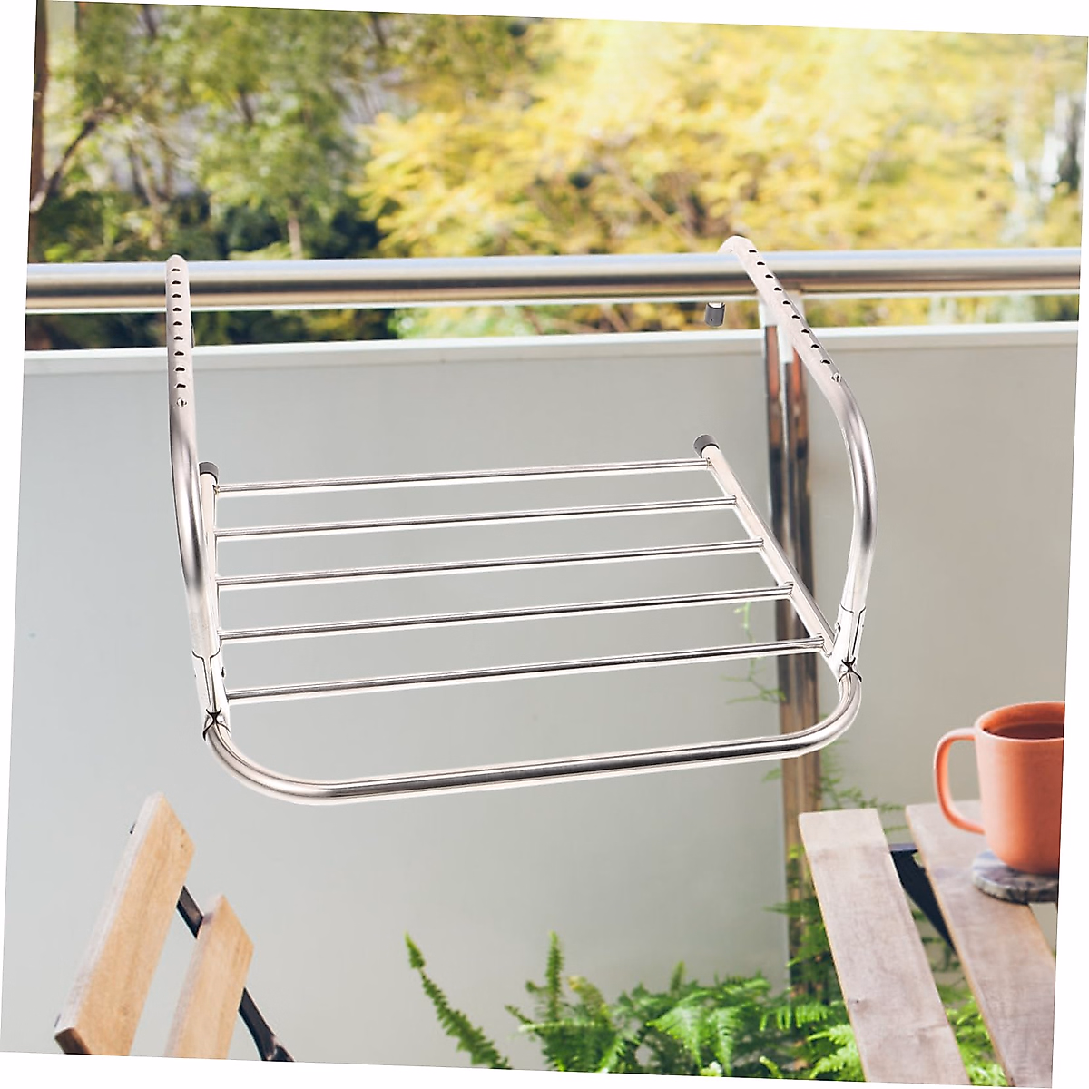 ABOOFAN Storage Shelf Coat Hangers Storage Shelves Clothes Drying Rack Windowsill Drying Rack Portable Drying Rack Storage Rack Folding Rack Outdoor Travel Stainless Steel Heat Sink