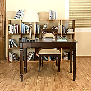 FurnitureR Antique Understated Writing Farmhouse Solid Wood, Signature 2 Drawers for Living Room Bedroom Home Office Board Desk, Brown