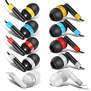Keewonda Bulk Earbuds Headphones Wholesale Earphones 100 Pack Disposable Ear Buds Bulk Multi Colored Headphones for School Classroom Students