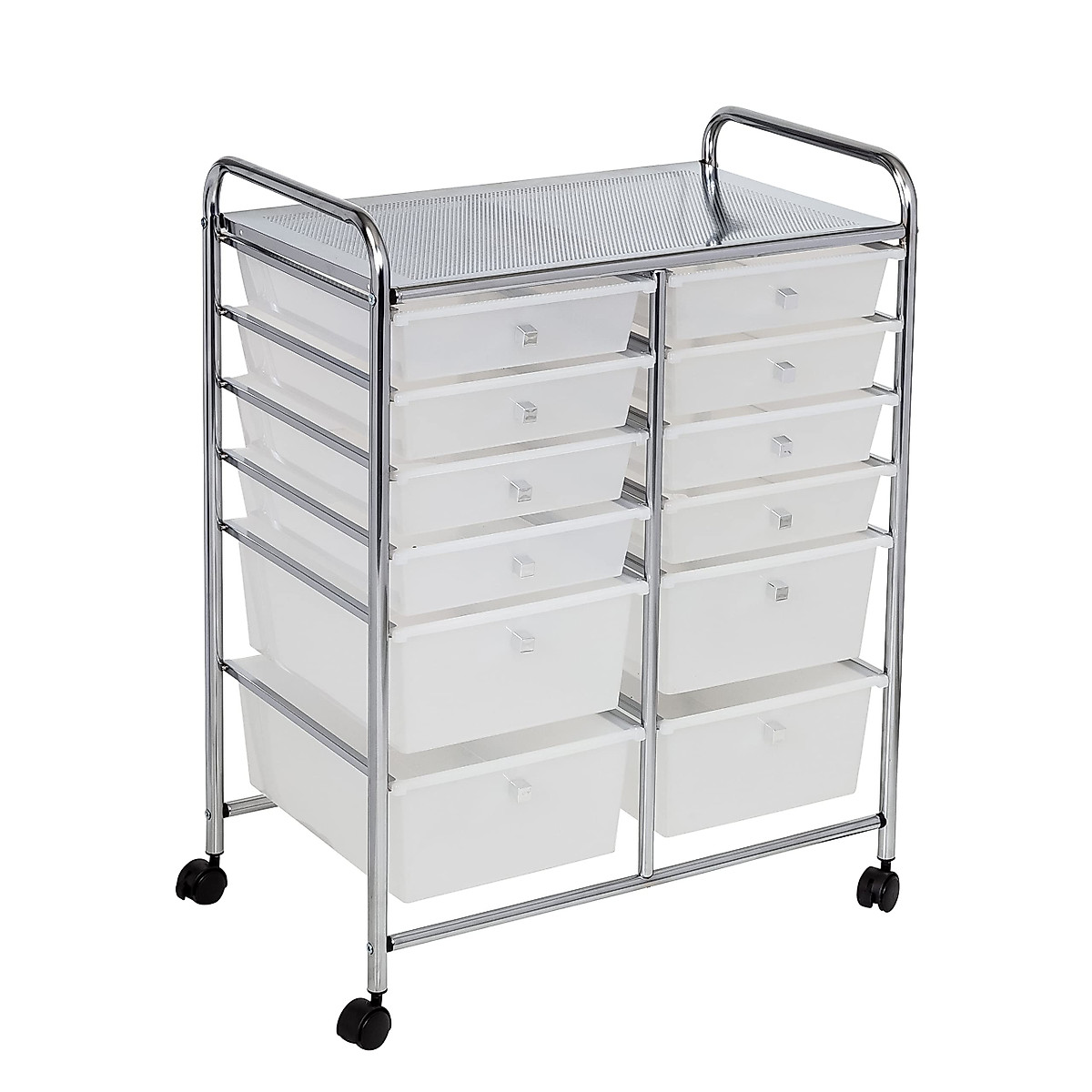 InTche 12-Drawer Rolling Craft Storage Or Office Cart，Drawer Size: 9.5” x 12.5” with Depths of 2.6” and 5.1”